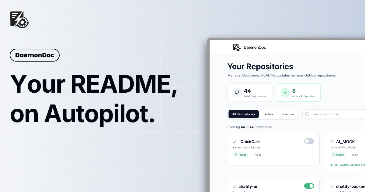 DaemonDoc - AI-Powered README Generator for GitHub | Automate Your ...